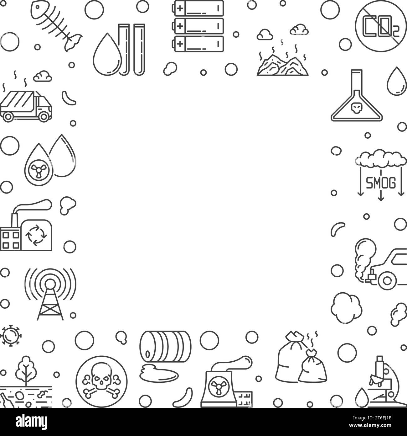 Nature or Environment Pollution vector concept outline square minimal ...