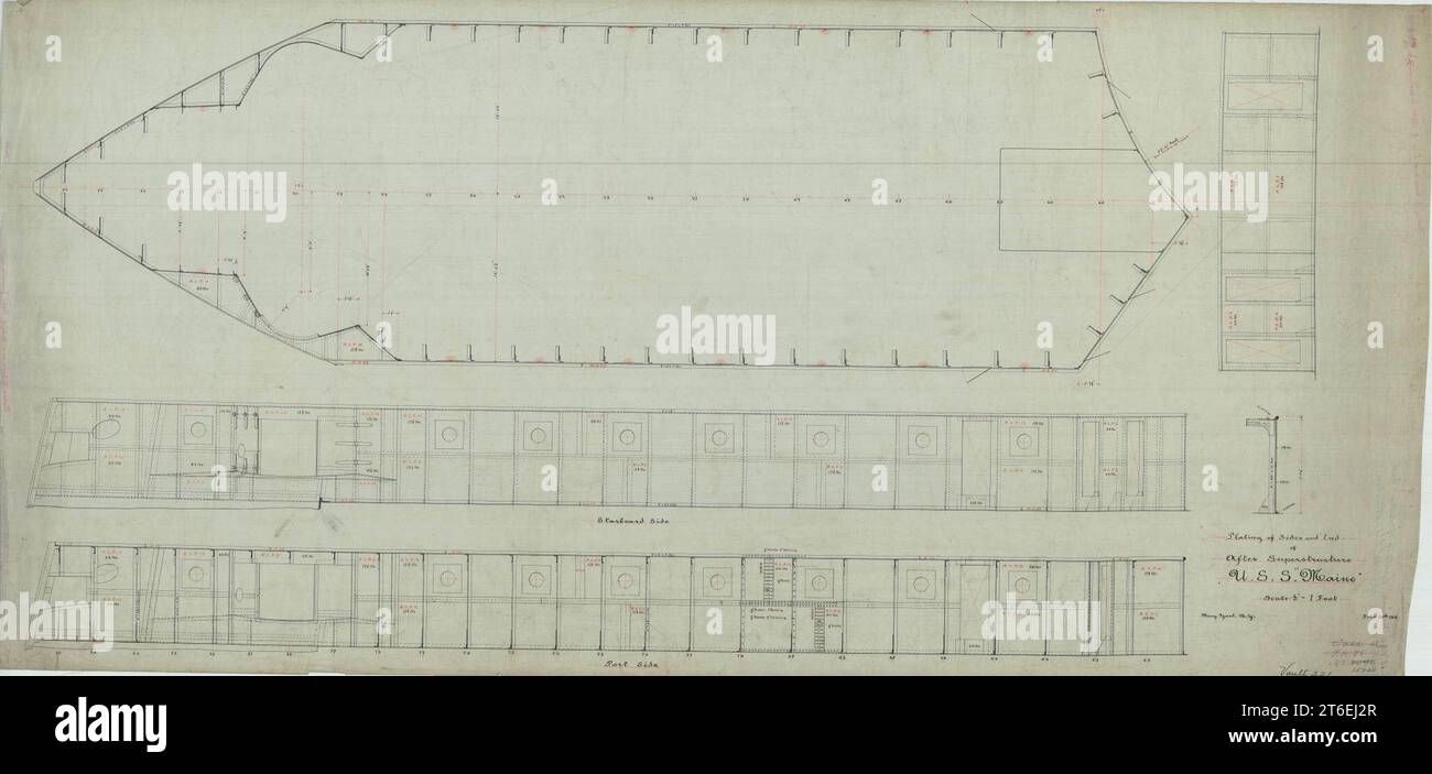 USS Maine (ACR-1)- Plating of Sides and End of after Superstructure ...
