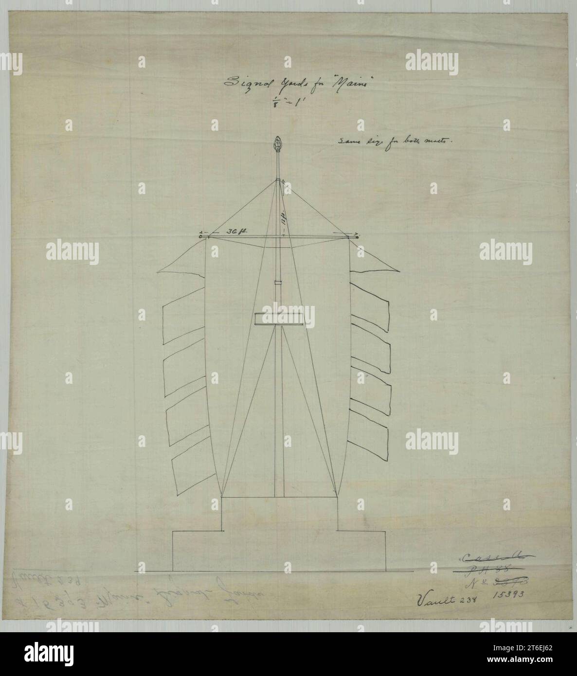 USS Maine (ACR-1)- Signal yards Stock Photo - Alamy