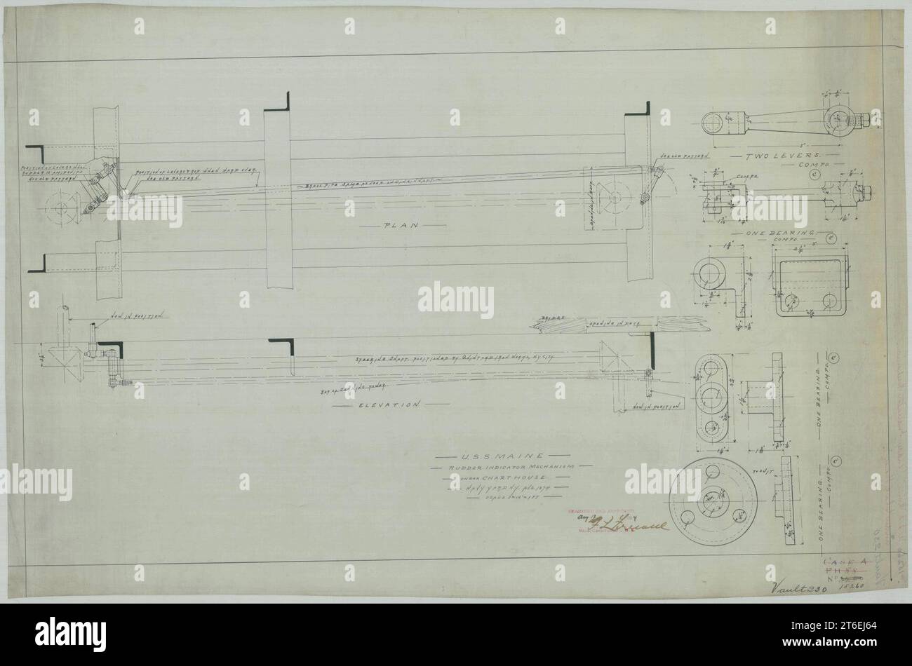 USS Maine (ACR-1)- Rudder Indicator Mechanism Under Chart House Stock ...