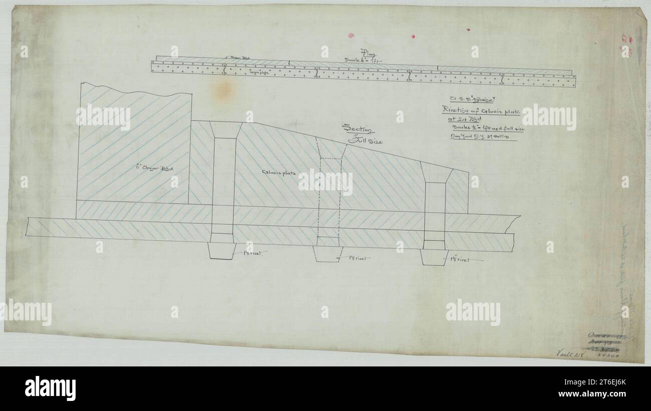 USS Maine (ACR-1)- Riveting of Glacis plate at 24 Bhd Stock Photo - Alamy