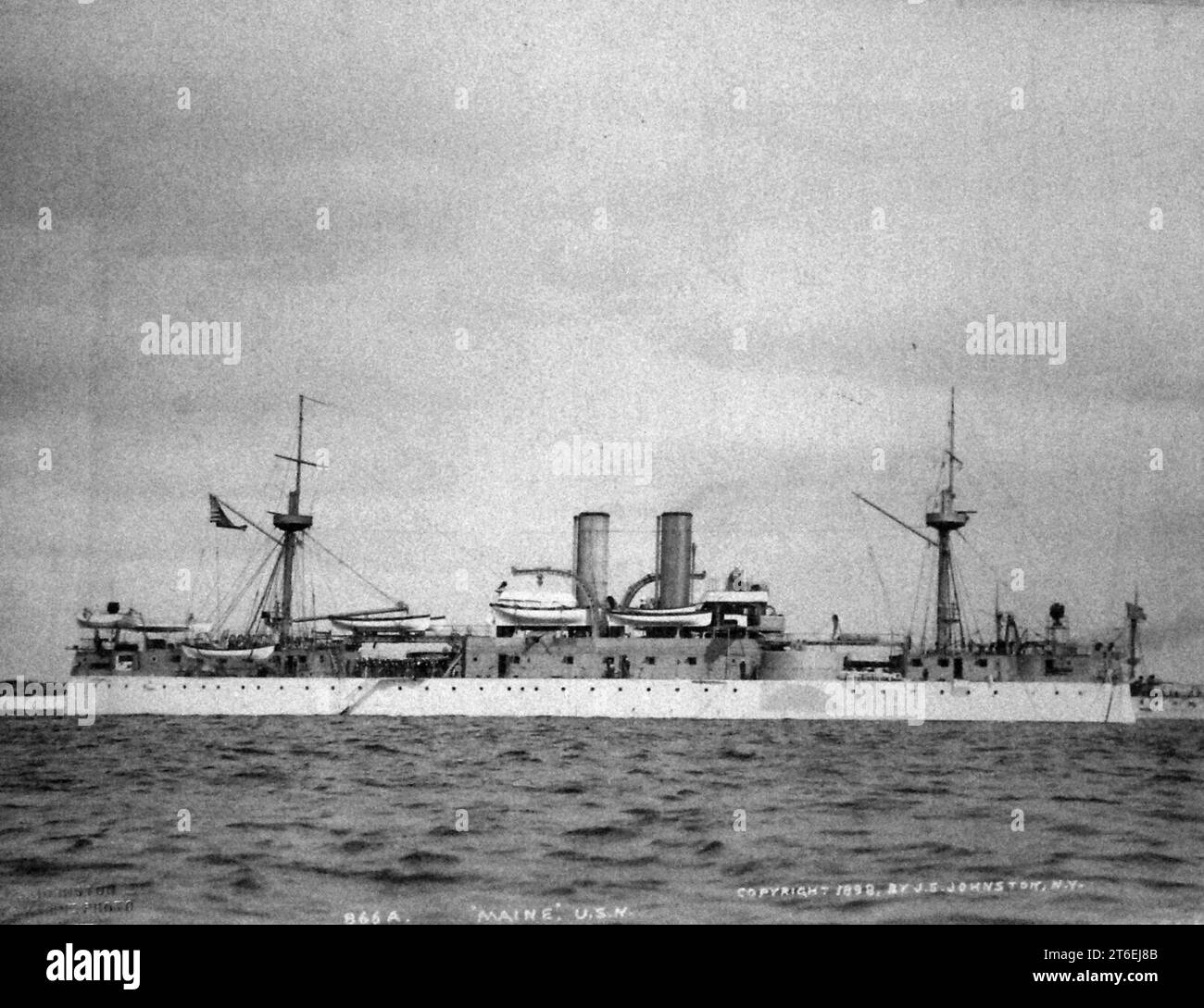 USS Maine (ACR-1) starboard view, 1898 (26841946680 Stock Photo - Alamy