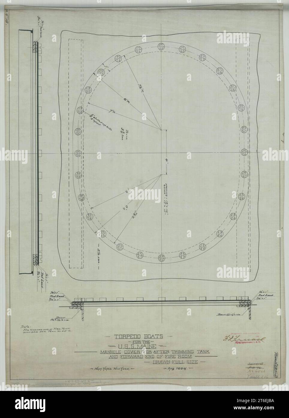 USS Maine (ACR-1)- Torpedo Boat - Manhole Cover for After Trimming Tank ...