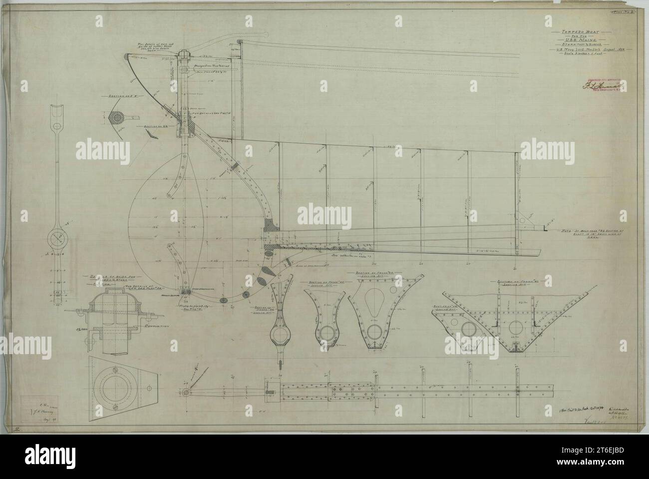 USS Maine (ACR-1)- Torpedo Boat Stern-Post and Rudder Stock Photo - Alamy