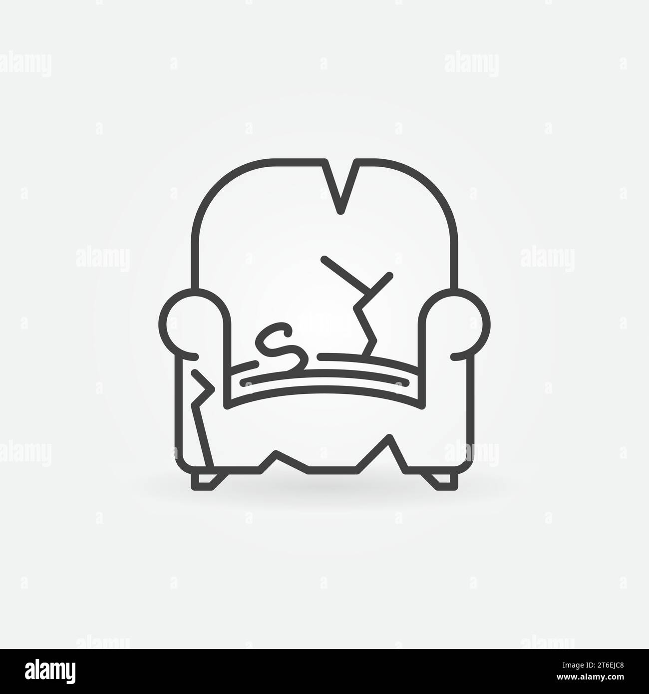 Old Broken Armchair vector Destroyed Furniture concept icon or sign in ...