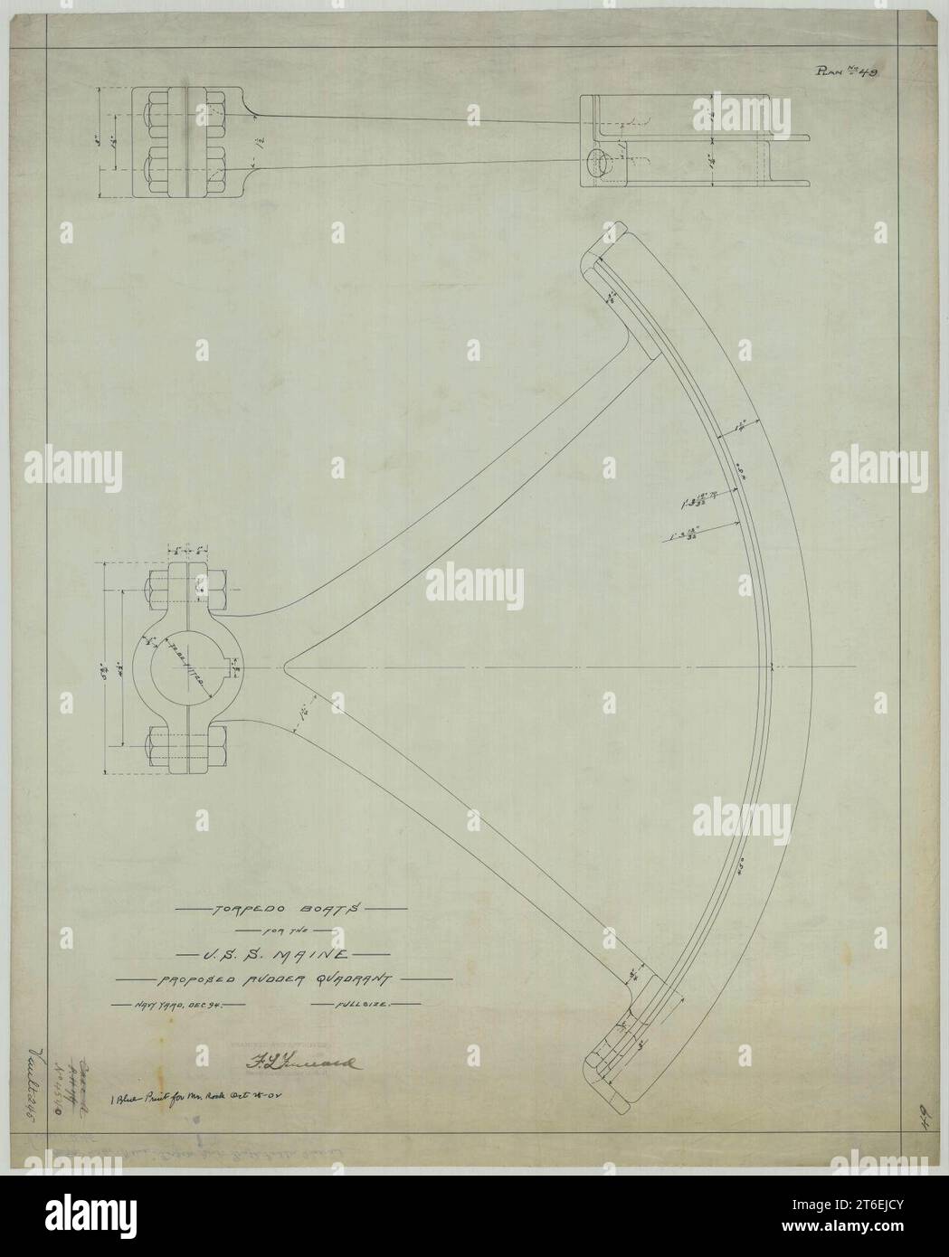 USS Maine (ACR-1)- Torpedo Boats - Proposed Rudder Quadrant Stock Photo ...