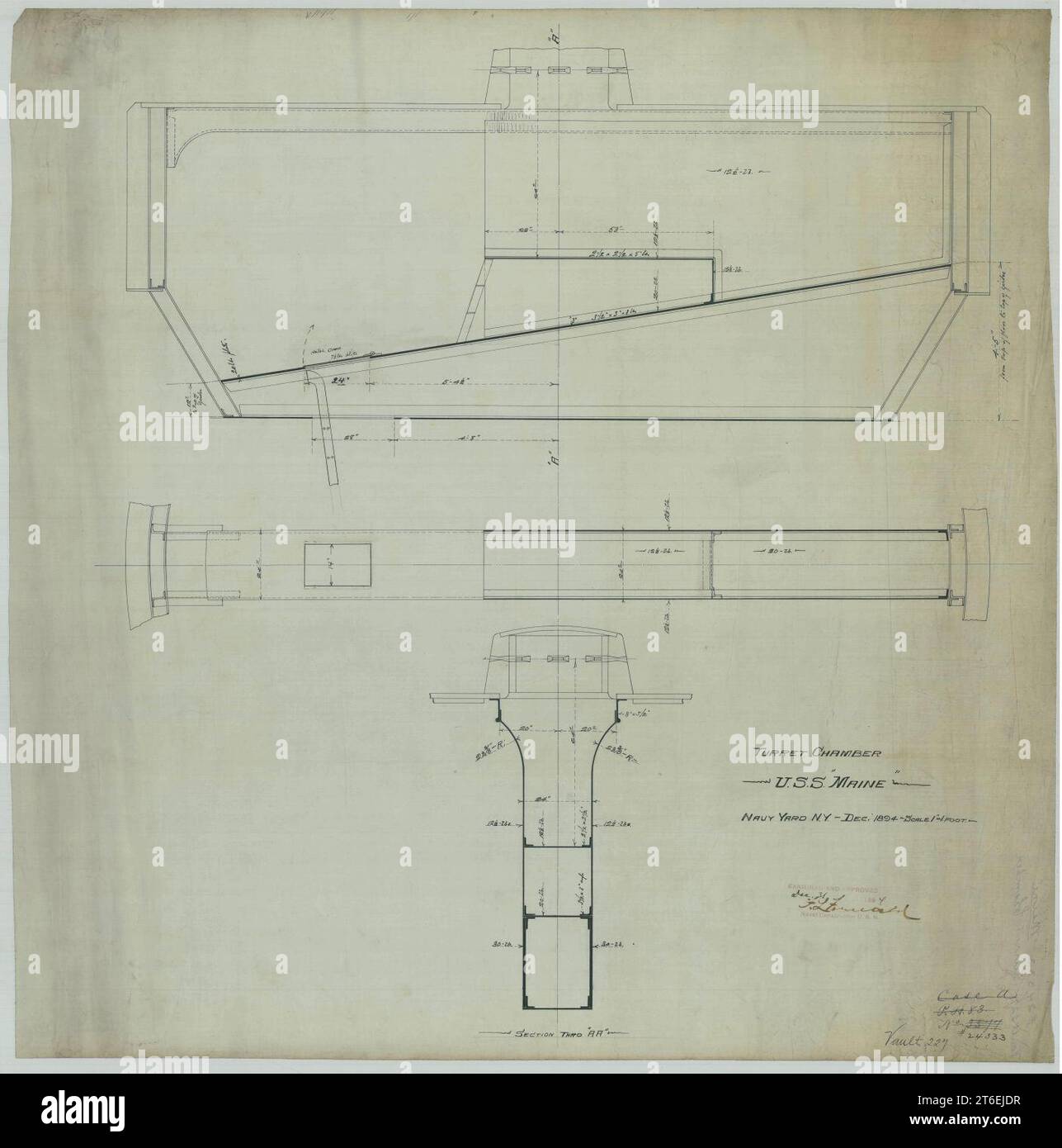 USS Maine (ACR-1)- Turret Chamber Stock Photo - Alamy