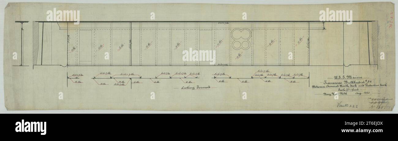 USS Maine (ACR-1)- Transverse Bulkhead at -54 Between armored Berth ...