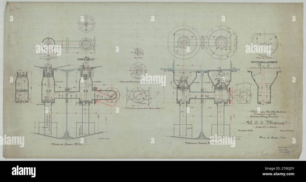 USS Maine (ACR-1)- Valves for Double Bottom to connect With The ...