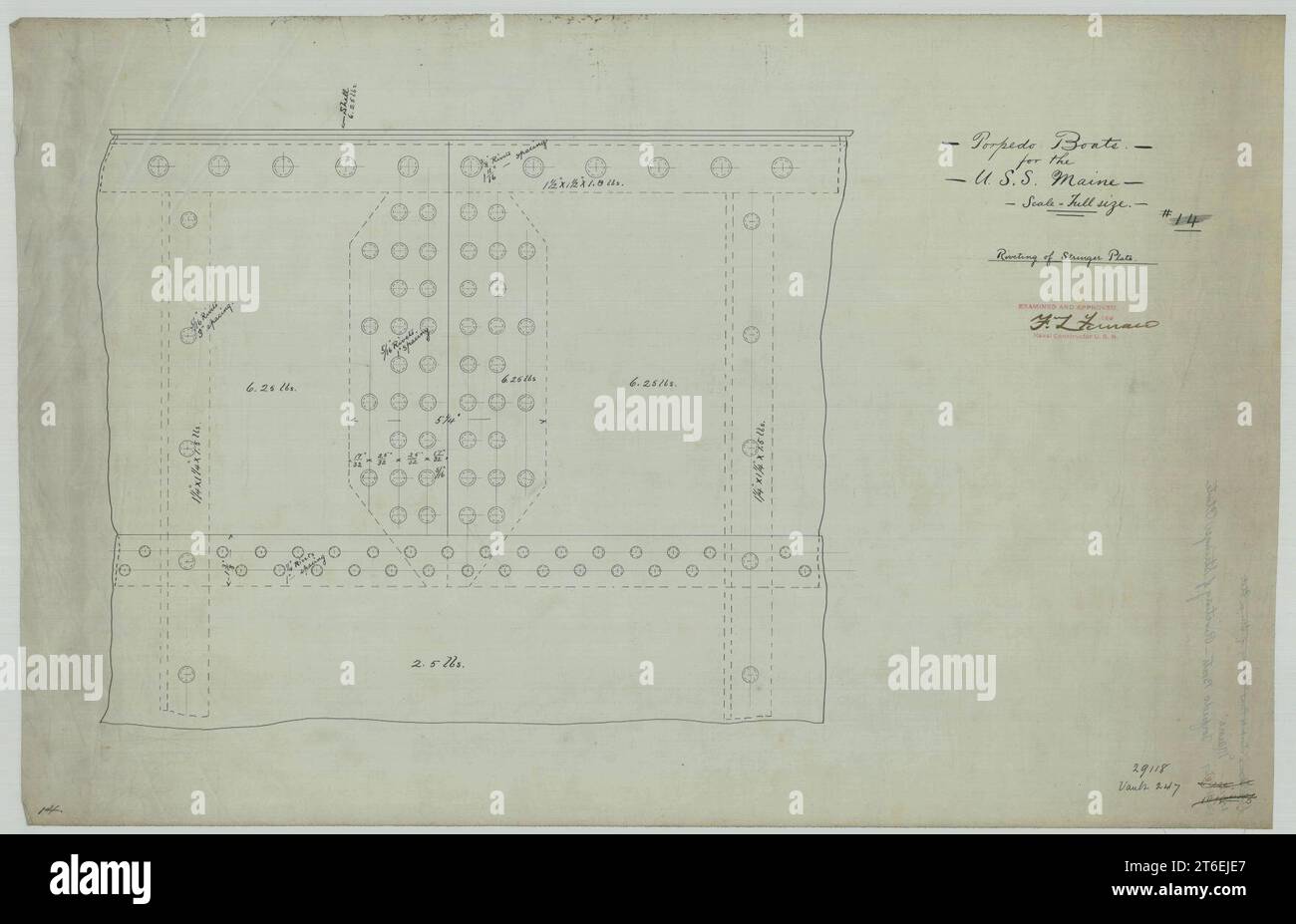 USS Maine (ACR-1)- Torpedo Boats Riveting of Stringer Plate Stock Photo ...