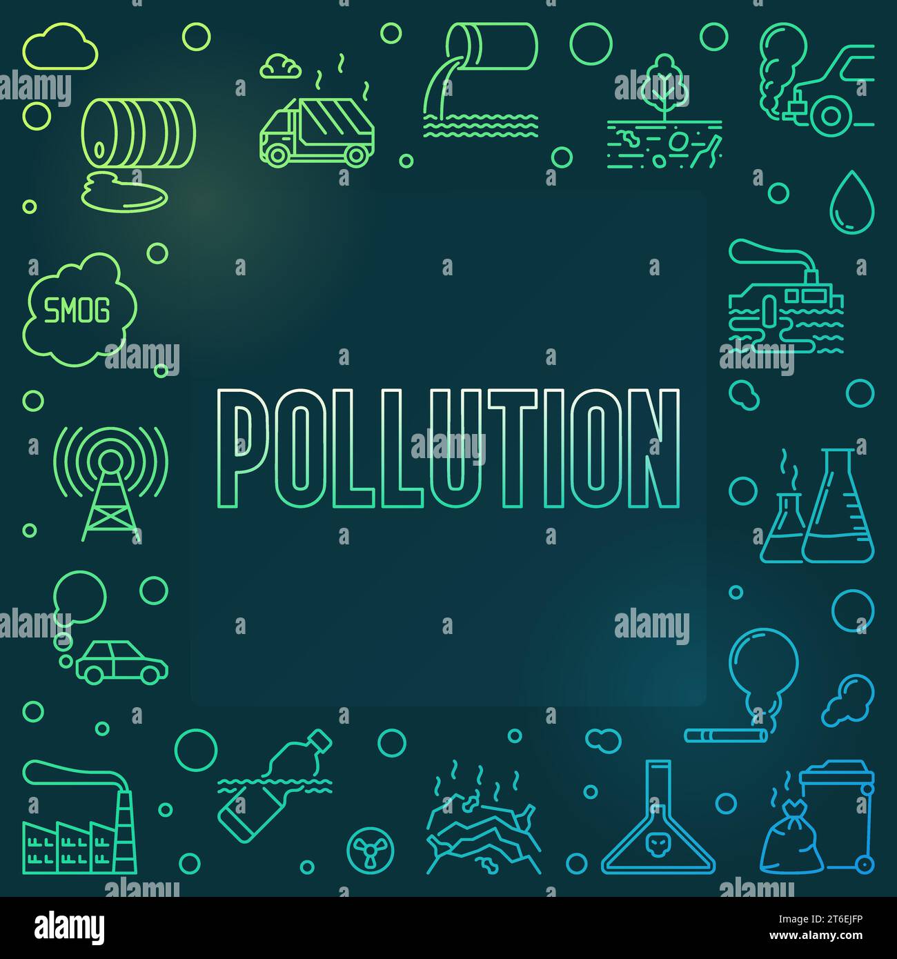 Pollution concept colored modern Frame or Background in outline style ...