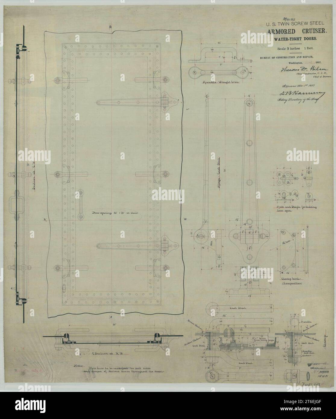USS Maine (ACR-1)- Water-Tight Doors Stock Photo - Alamy