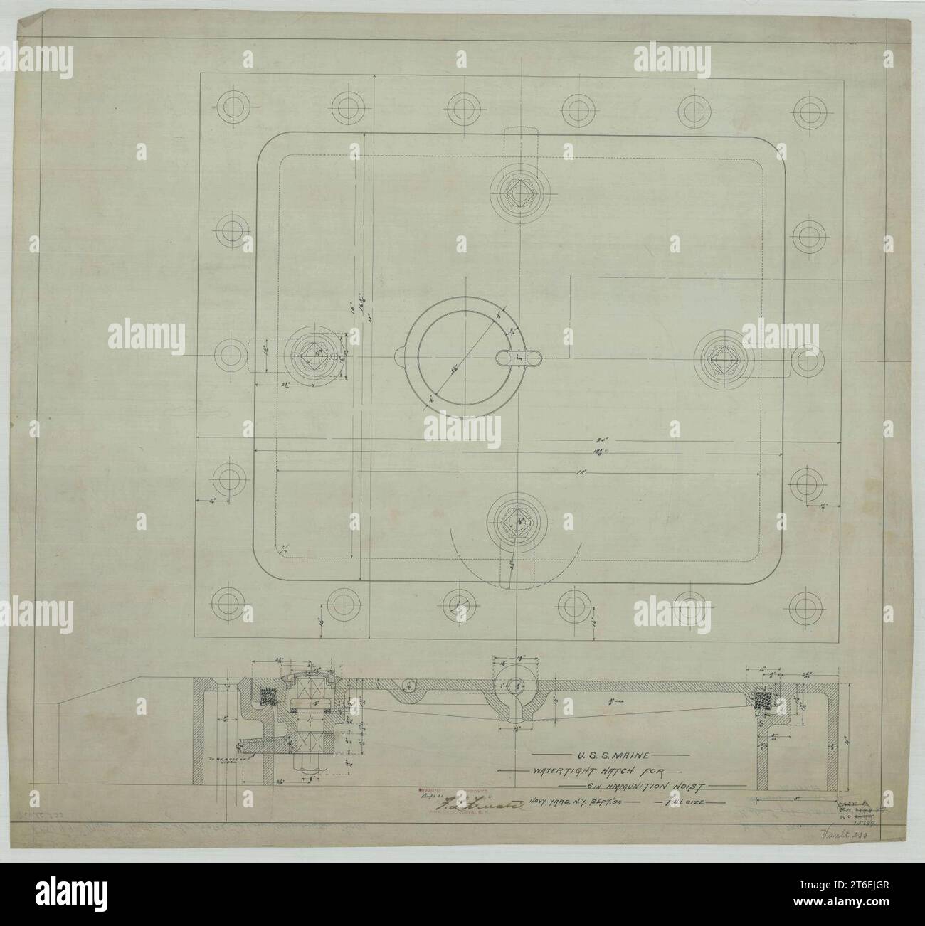 USS Maine (ACR-1)- Watertight Hatch for 6 Inch Ammunition Hoist Stock ...