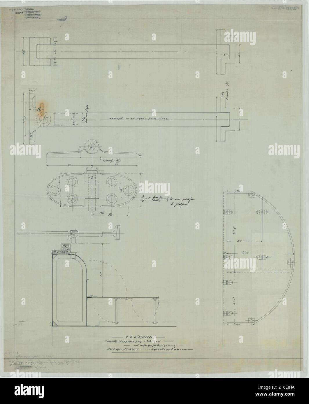 USS Maine (ACR-1)- Working Platform for 1 pdr. Gun on Superstructure ...