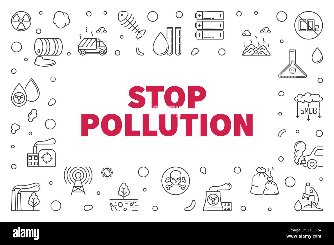 Stop Pollution concept outline minimal horizontal Frame or Background ...