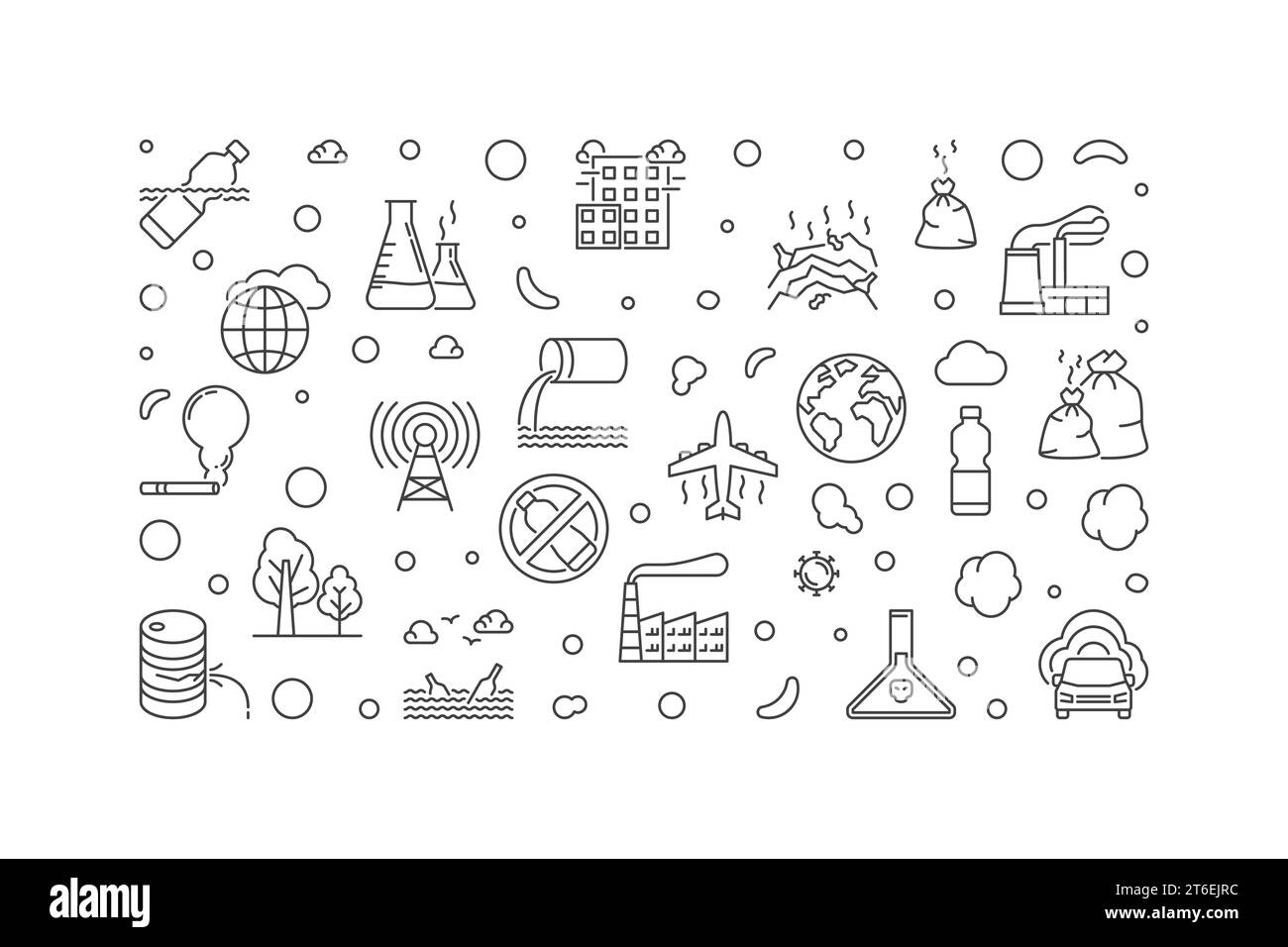 Pollution concept horizontal minimal Banner in linear style - Vector ... Pollution concept horizontal minimal Banner in linear style - Vector ...