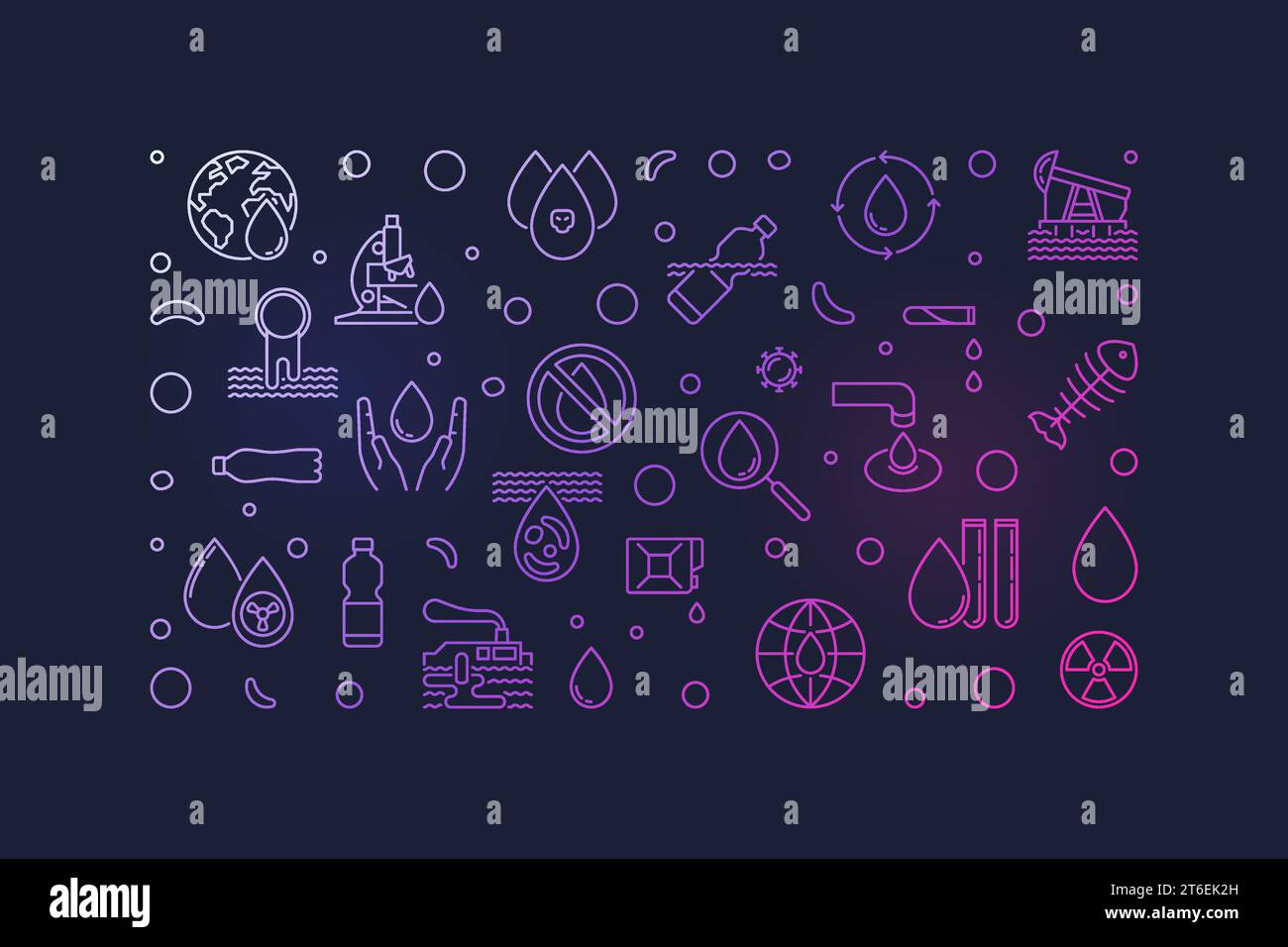 Water Pollution colored horizontal Banner - vector Dirty Waste Water ...