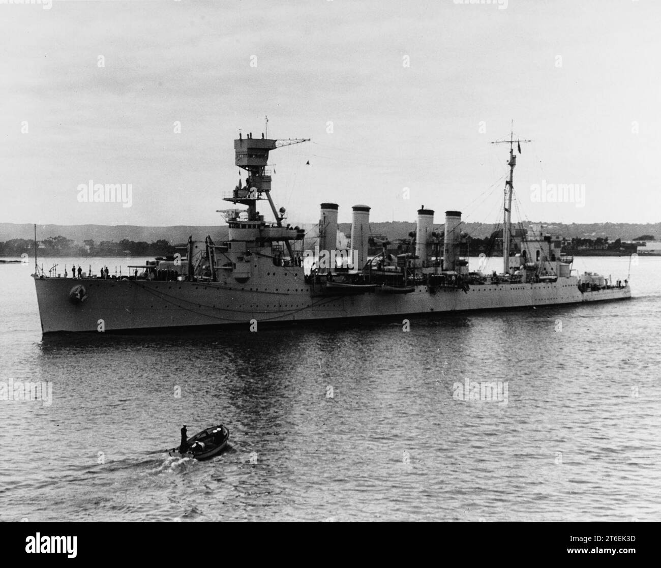 USS Marblehead (CL-12) underway in San Diego harbor on 10 January 1935 ...
