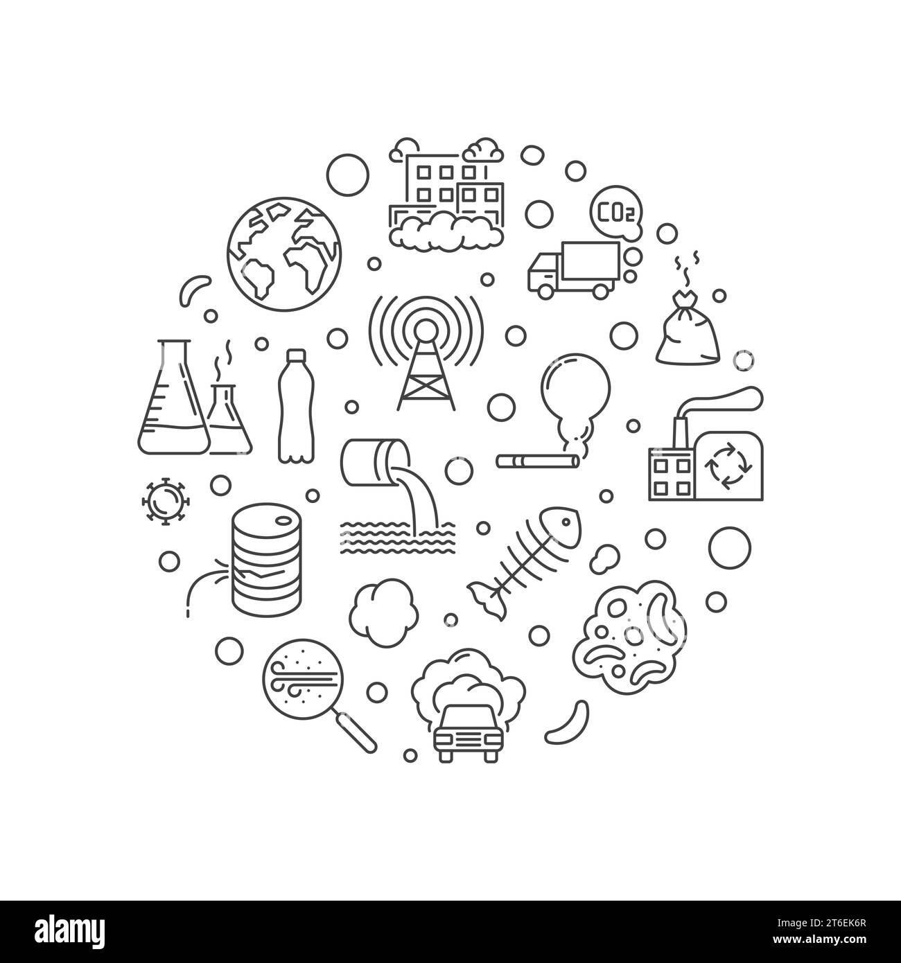 Stop Pollution vector outline round minimal illustration. Go Green ... Stop Pollution vector outline round minimal illustration. Go Green ...