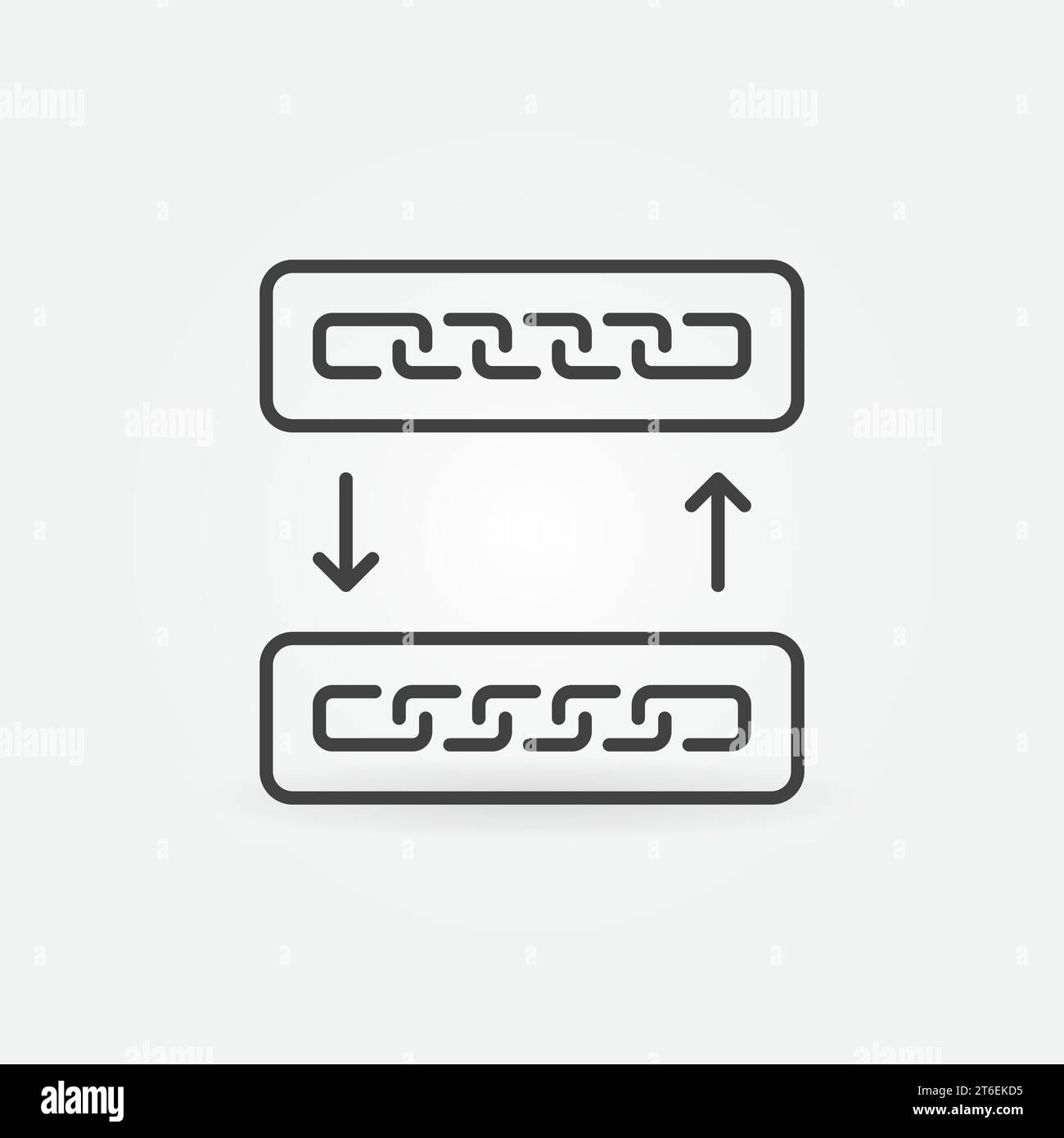 Chain in Blocks with Arrows vector concept Blockchain outline icon or ...