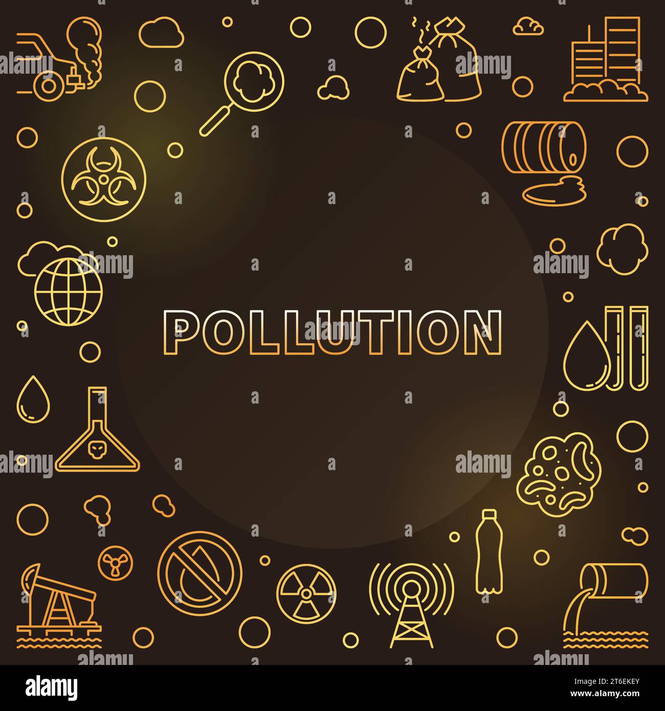 Pollution outline round golden frame. Vector Environmental Pollution ... Pollution outline round golden frame. Vector Environmental Pollution ...