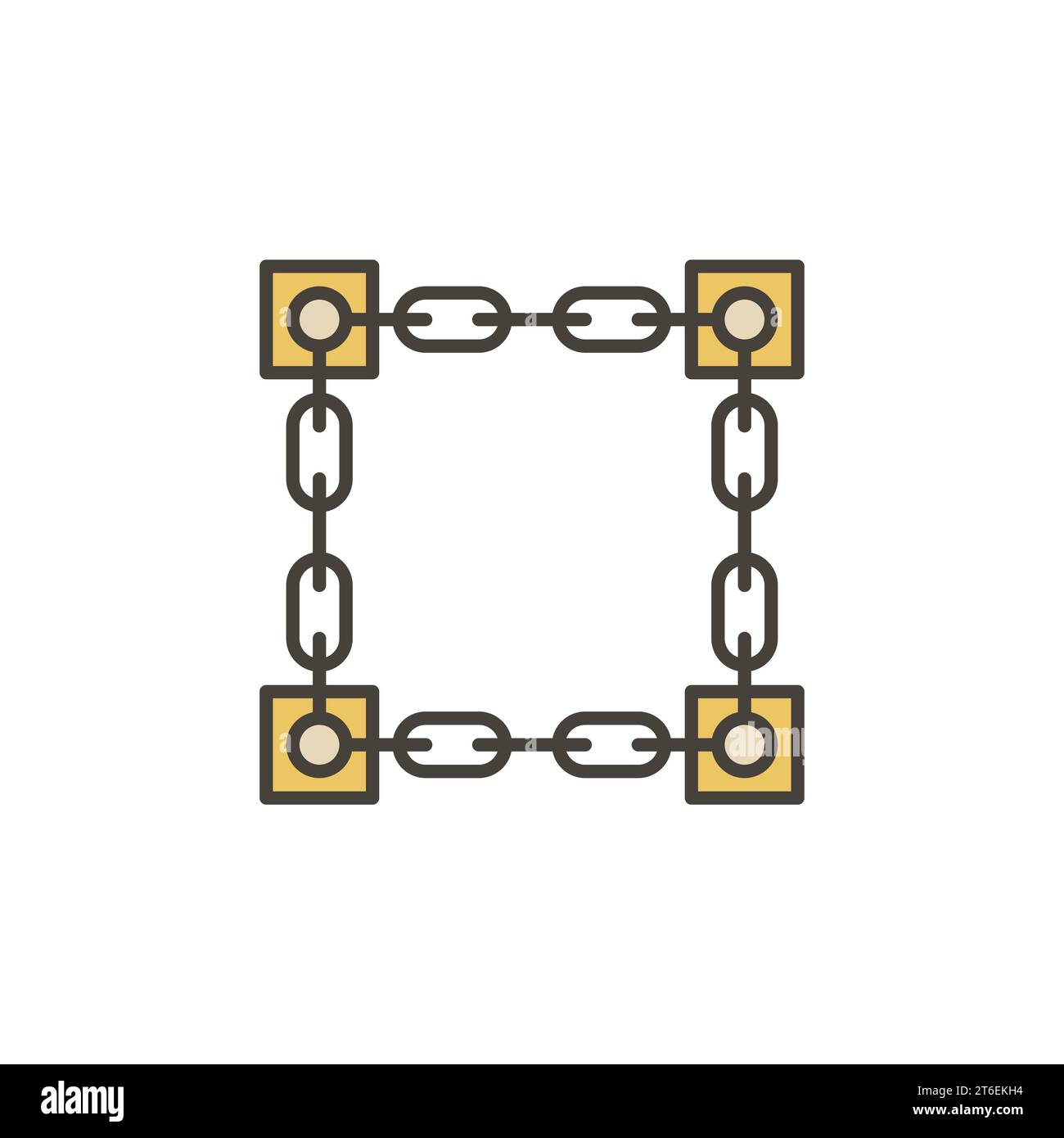 Connected Chains with Blocks vector Blockchain concept colored icon or ...