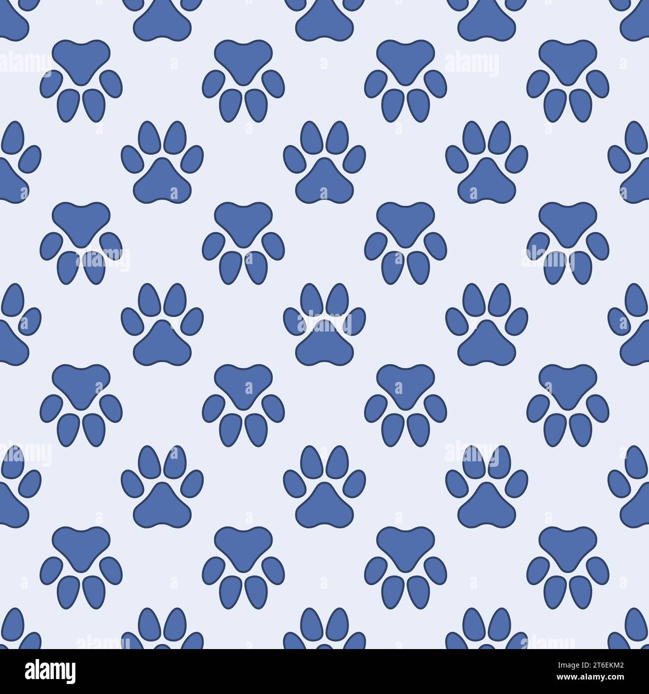 Blue Pet Paw Prints vector concept Seamless Pattern or Repeating ...