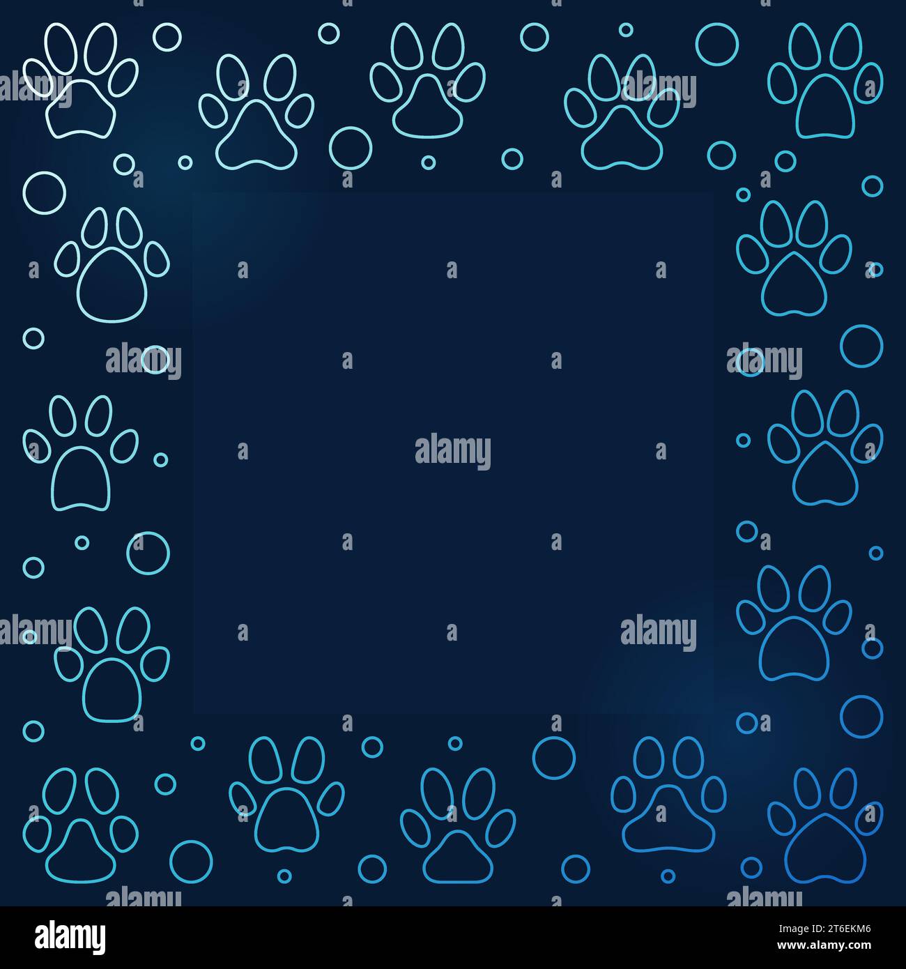 Frame made of Pet Paw Prints - Blue vector illustration with animal ...