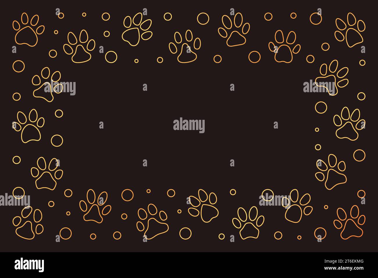 Golden Frame made of Pet Paw Foot Prints concept outline signs - Vector ...
