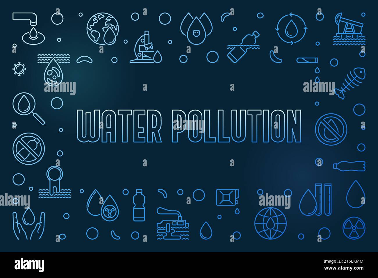 Water Pollution colored horizontal Frame - vector Dirty Waste Water ...
