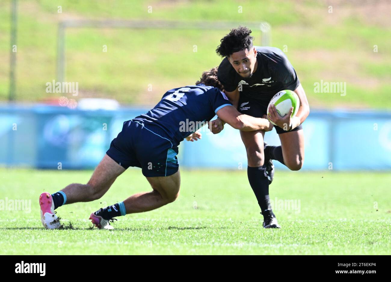 Brisbane, Australia. 10th Nov, 2023. Codemeru Vai (right) of New Zealand in action during the ...