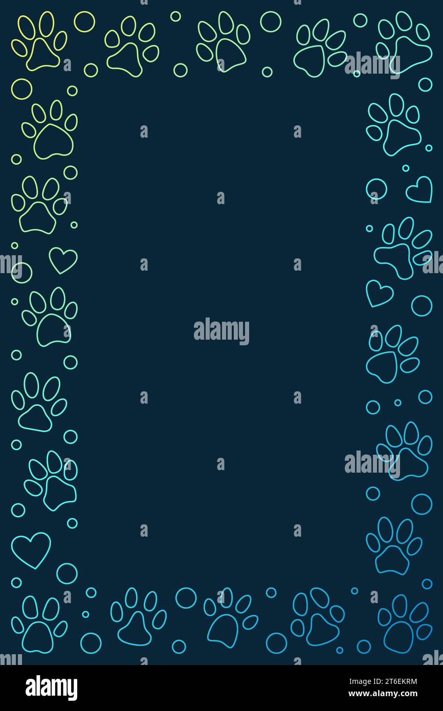 Animal Paw Prints Vertical colored border or frame - vector concept ...