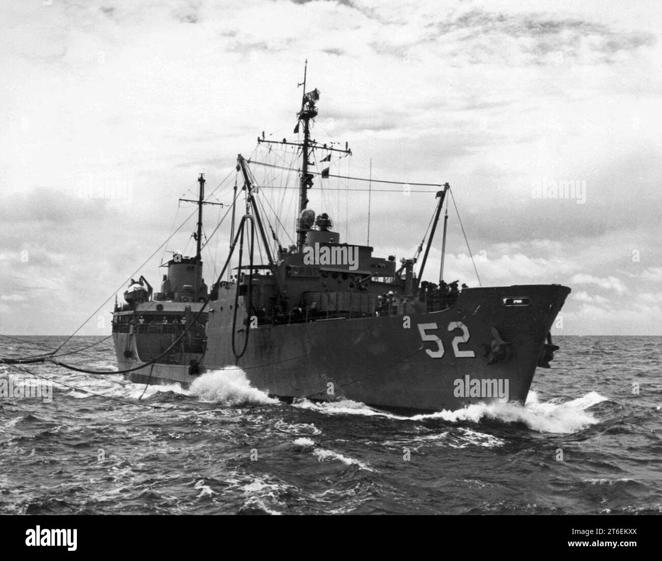 USS Mattabesset (AOG-52) at sea during an underway replenishment, circa ...