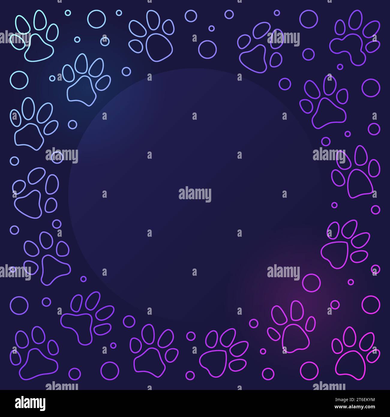 Pet Paw Foot Prints Round Colored Frame - Animal Paws Foot Prints ...