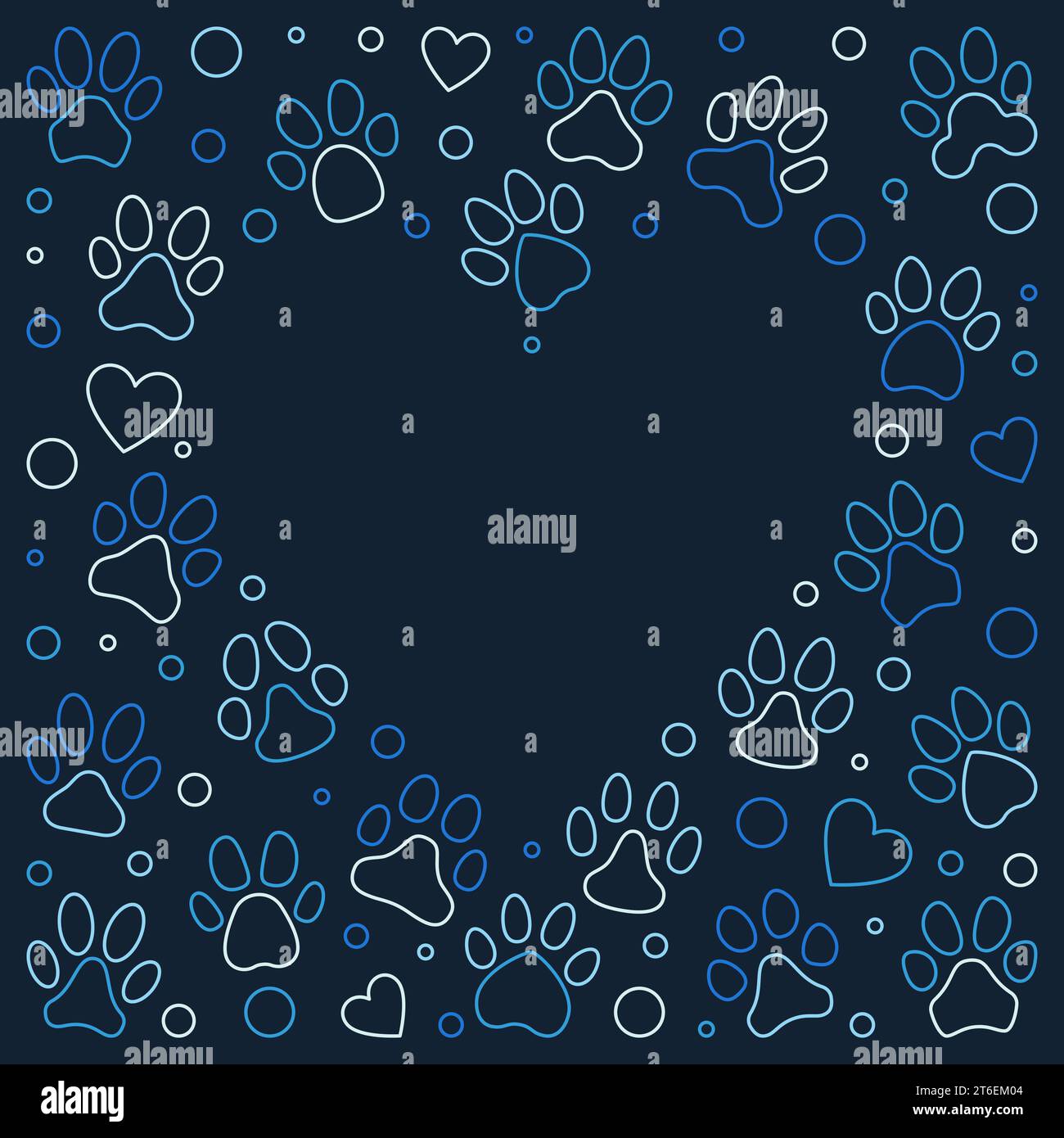 Pet Paw Footprints Heart Shaped Frame or Border - Animal Paw Prints ...