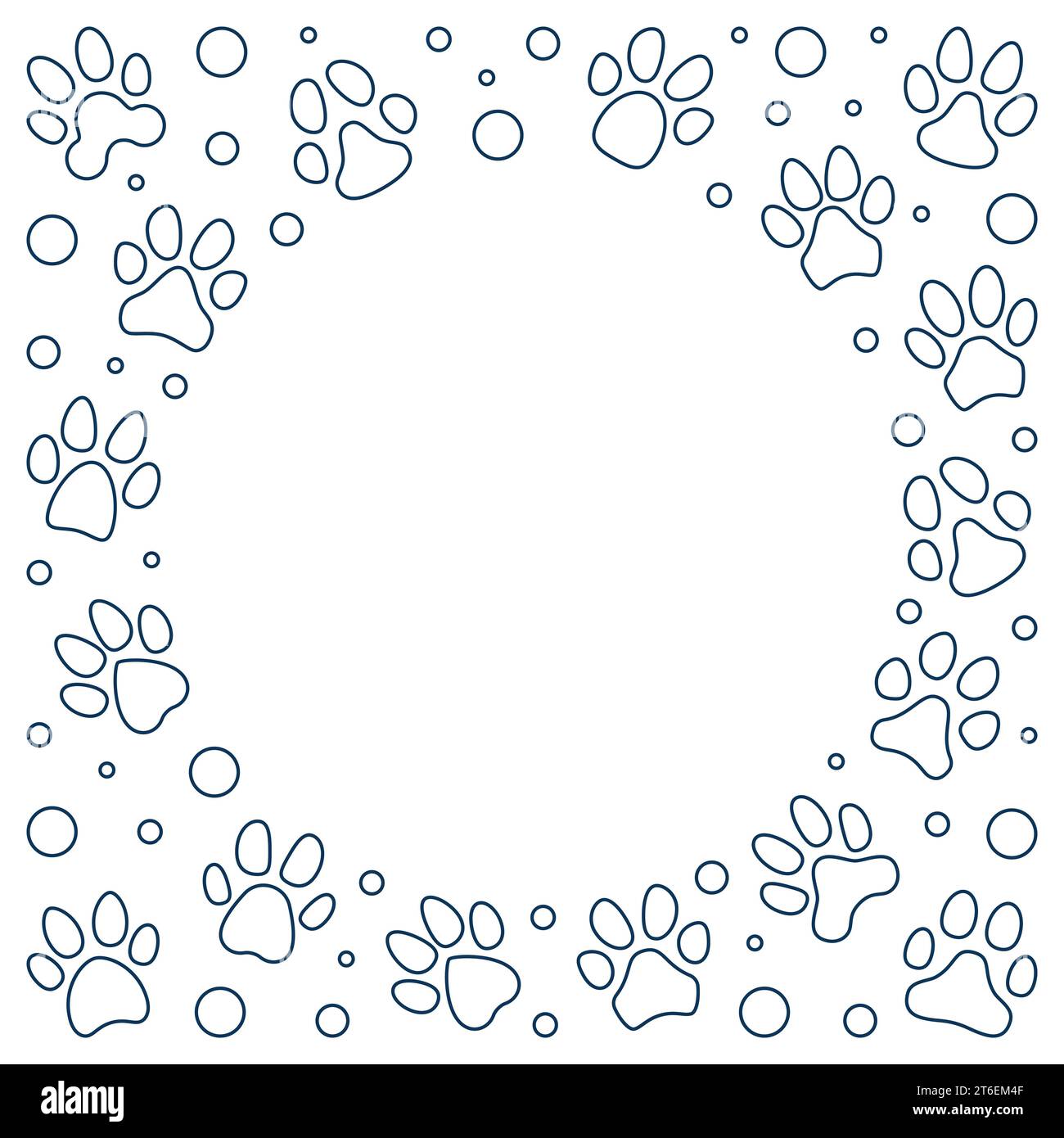 Pet Paw Footprints Round Minimal Frame in outline style - Animal Paws ...