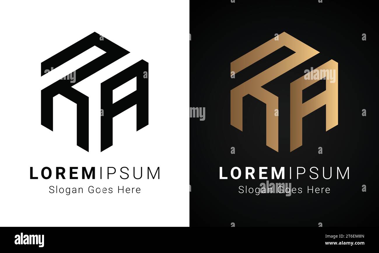 Luxury Initial RA or AR Monogram Text Letter Logo Design Stock Vector ...