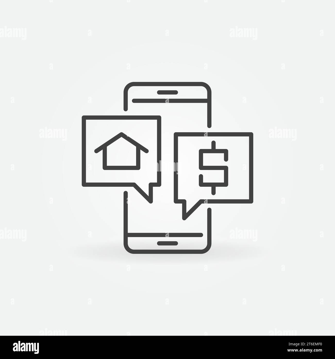 Real Estate Agency Online Smartphone mobile App outline vector concept ...