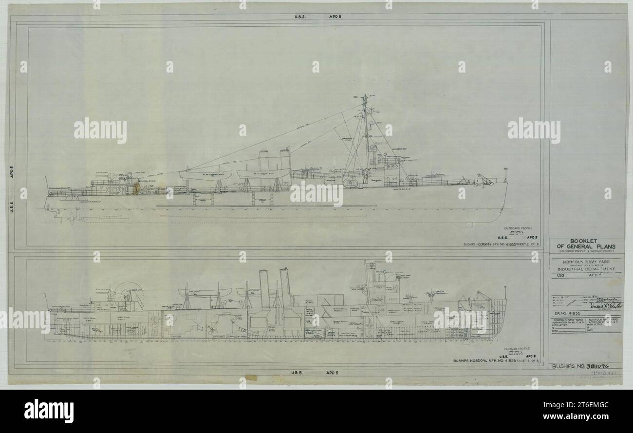 USS McKean (DD-90 - APD-5)- Outboard Profile and Inboard Profile Stock ...