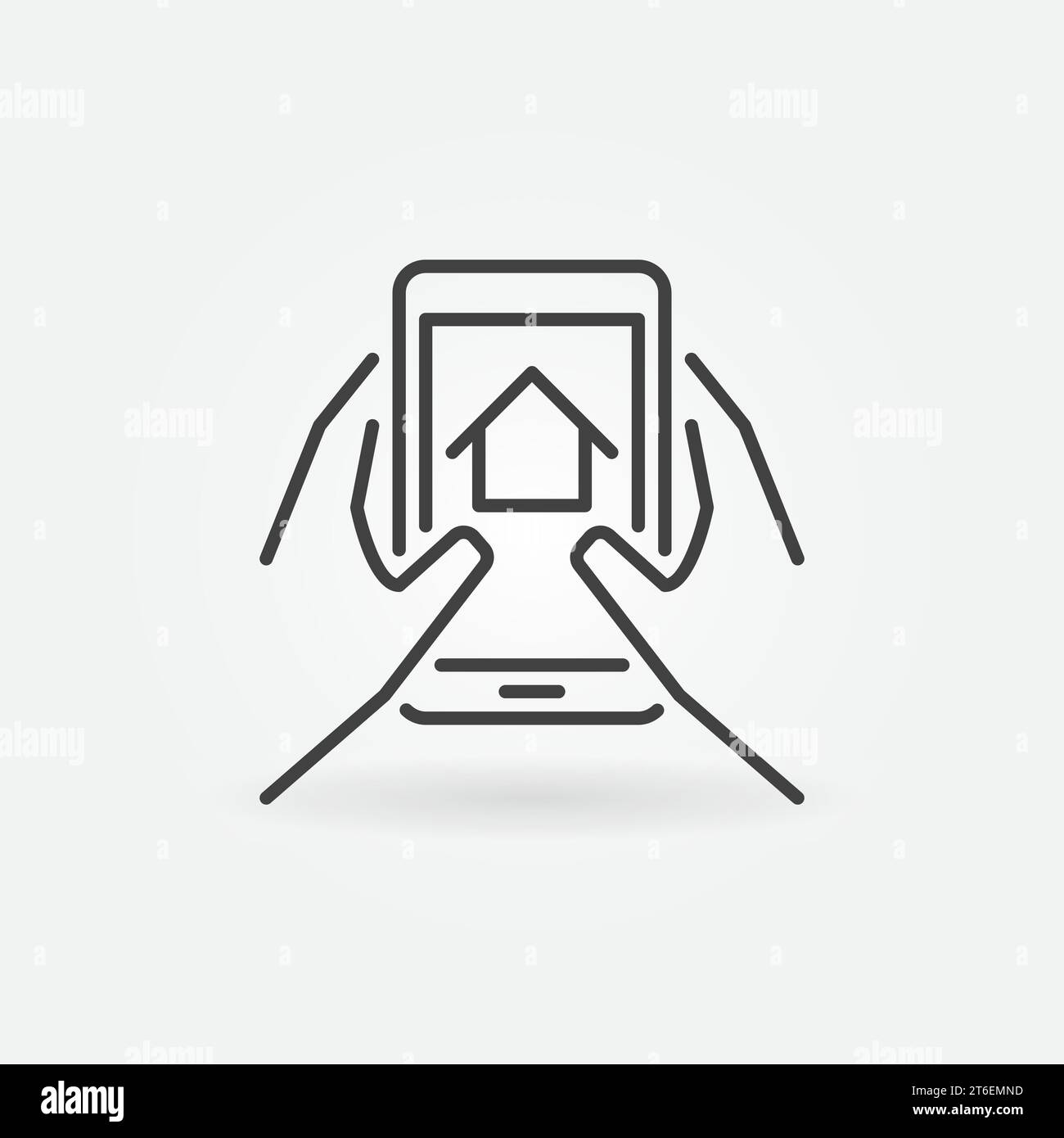 Real Estate Mobile App linear icon. Hands with Smartphone vector ...