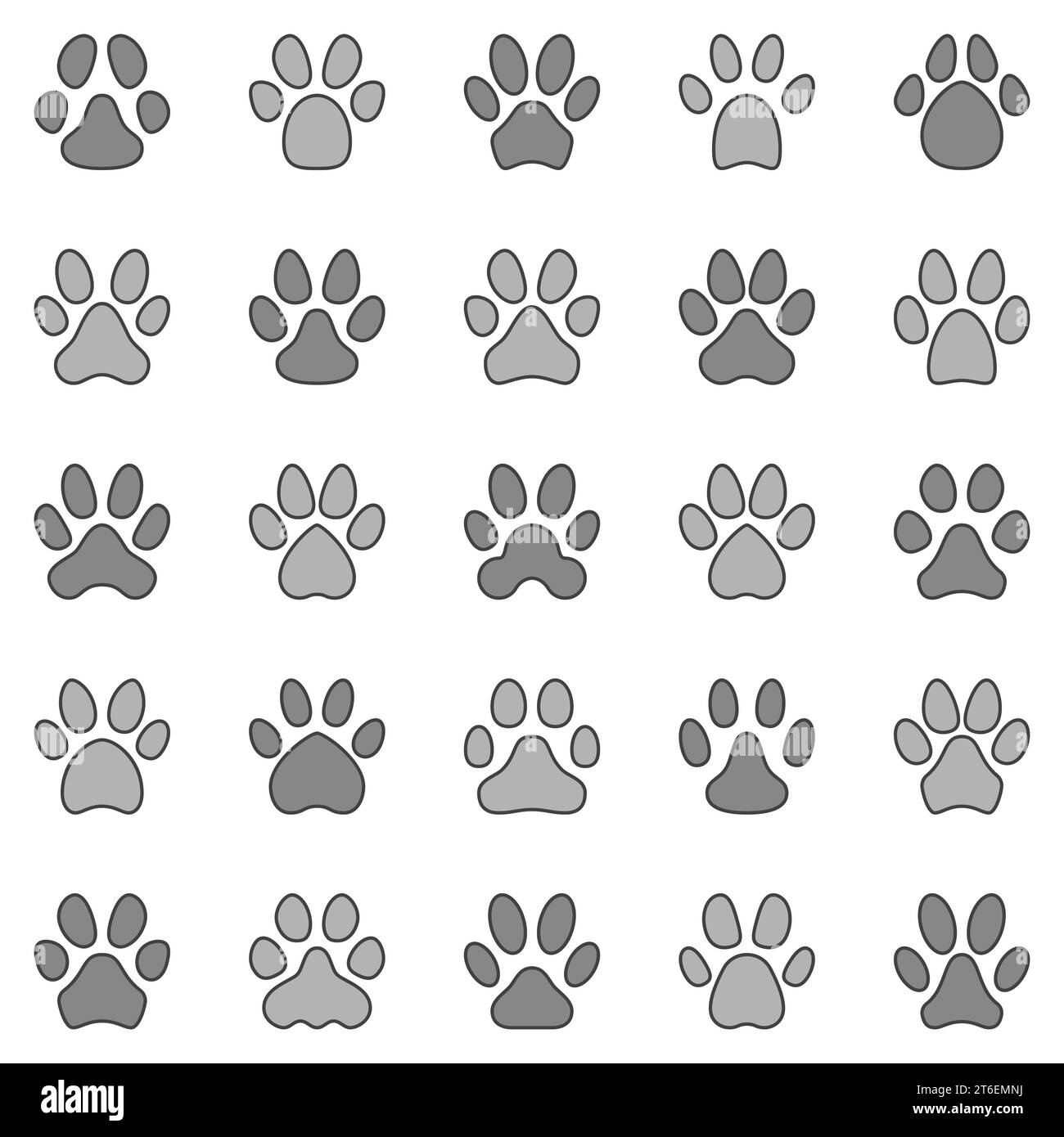 Cat or Dog Paw Print modern concept icons collection. Animal Footprints ...