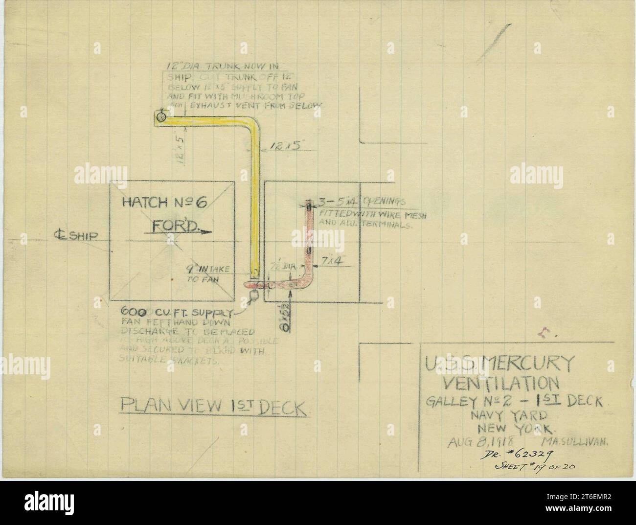 USS Mercury (ID-3012)- Ventilation, Galley No 2 - 1st Deck Stock Photo ...