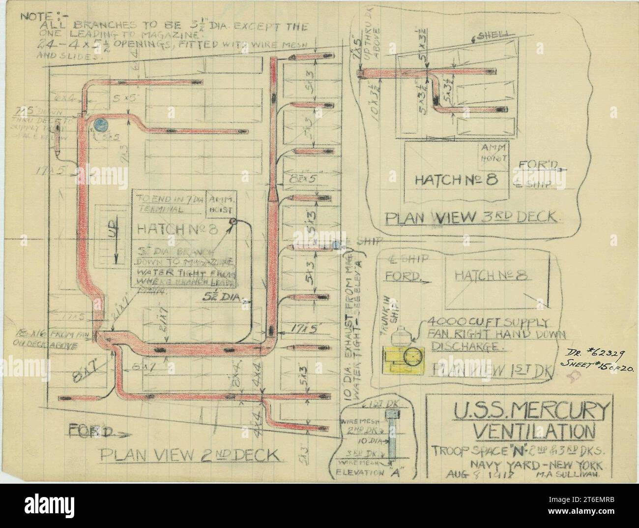 USS Mercury (ID-3012)- Ventilation, Troop Space ''N'' - 2nd and 3rd ...