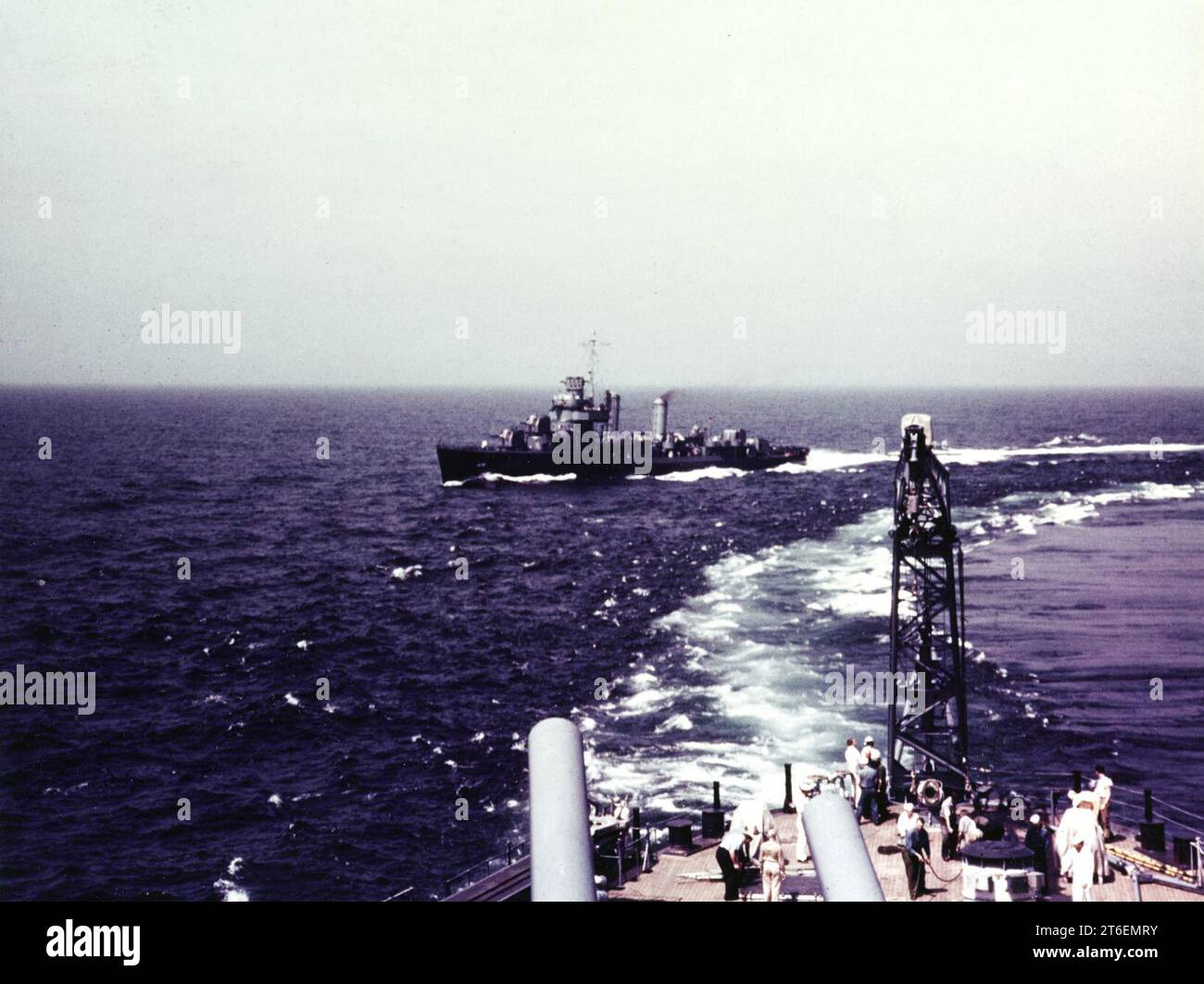 USS Meredith (DD-434) underway with USS North Carolina (BB-55), in 1941 ...