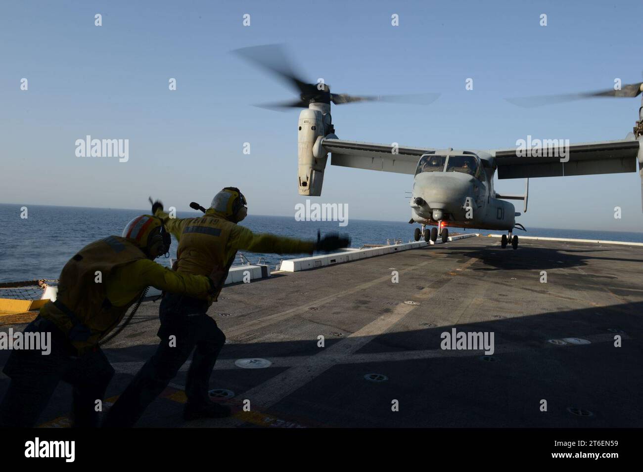 USS Mesa Verde flight deck operations 140624 Stock Photo - Alamy