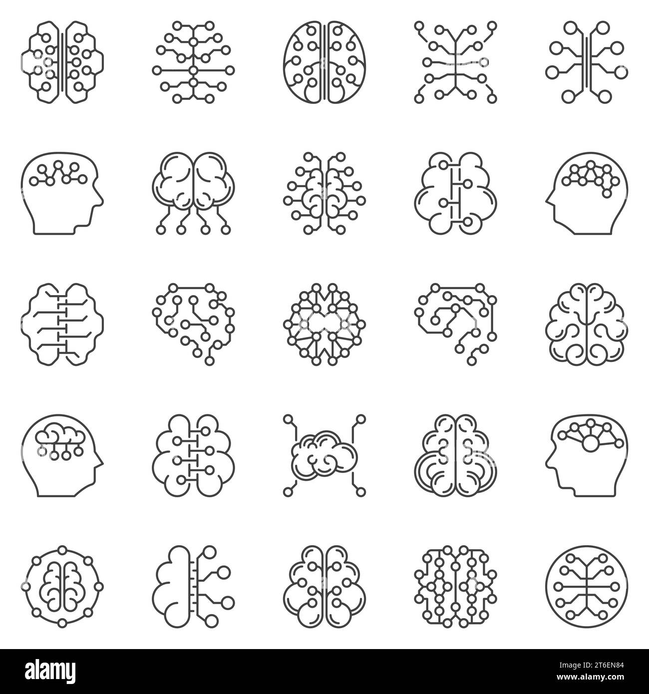 Human Brain Connections outline icons set. Synapses and Neurons concept ... Human Brain Connections outline icons set. Synapses and Neurons concept ...