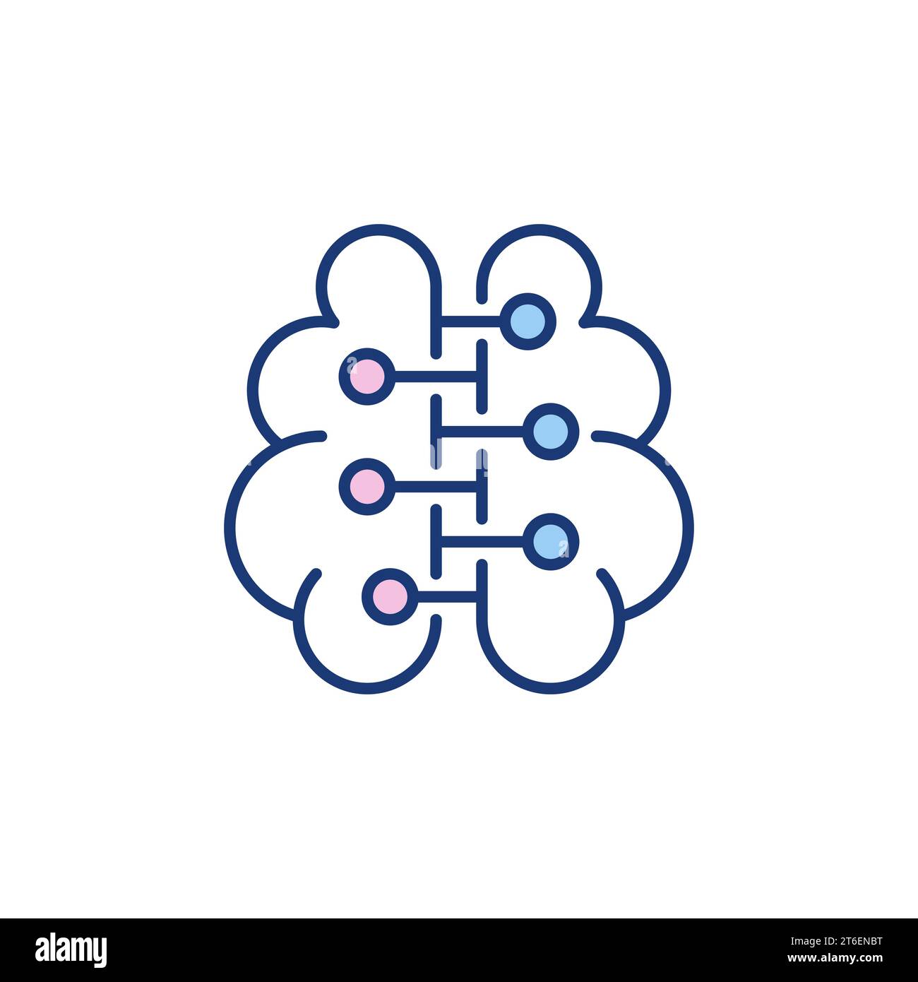 Neuron Connections in Human Brain vector colored modern icon or symbol ...