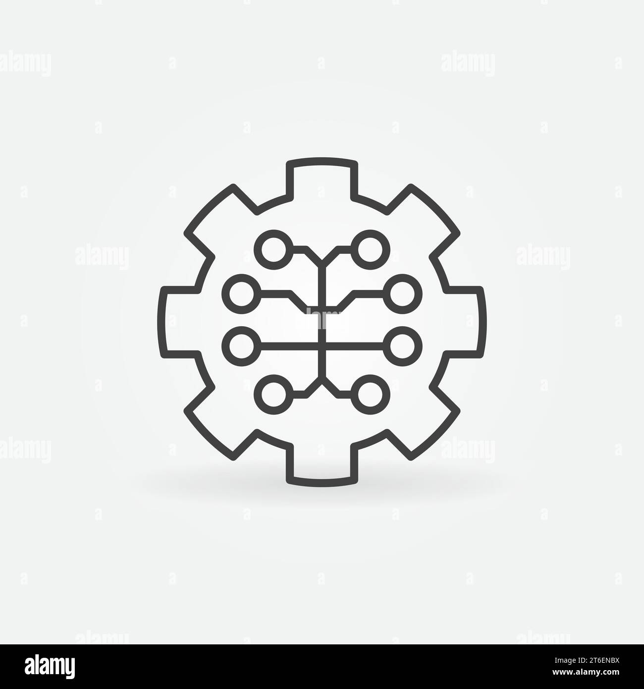 Digital Brain in Gear outline icon - vector AI or ML concept symbol in ...