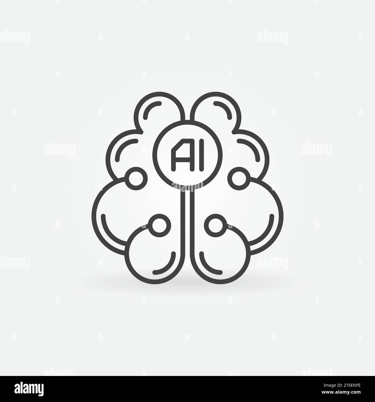 AI Brain thin line icon - vector Deep Learning concept symbol or design ...