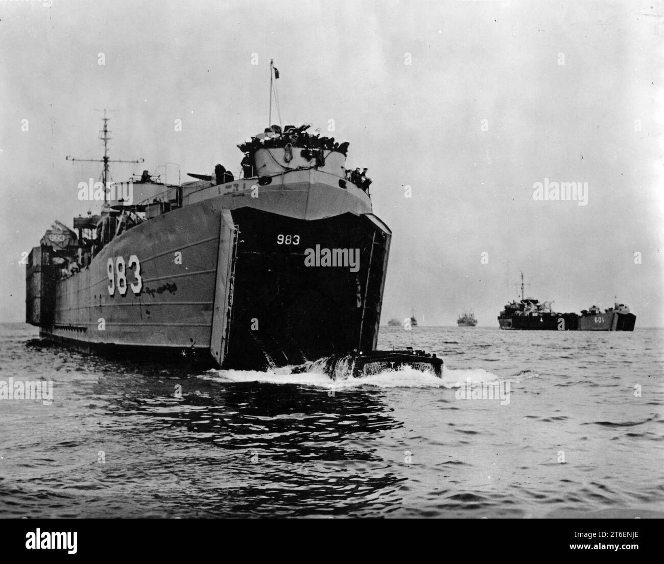 USS Middlesex County (LST-983) launches a LVTP-5, in the 1960s (L45-182 ...